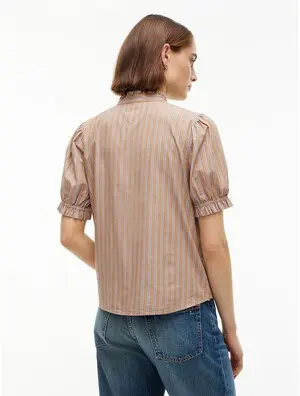 Tommy Hilfiger Striped Poplin Shirt With Ruffle Trim