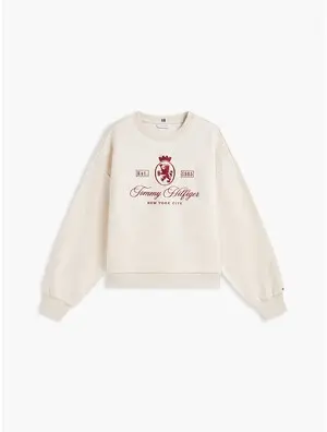 Tommy Hilfiger Relaxed Fit Crewneck Sweatshirt With Embroidered Crest Logo