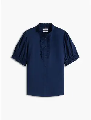Tommy Hilfiger Ruffle Trim Poplin Shirt