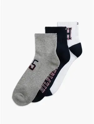 Tommy Hilfiger Varsity Logo Quarter-top Sock 3-pack - Lucent White Multi