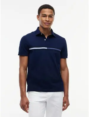 Tommy Hilfiger Regular Fit Signature Flag Stripe Polo - Light Navy