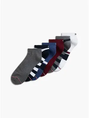 Tommy Hilfiger Stripe & Solid Sport Ankle Sock 6-pack - Lucent White Multi