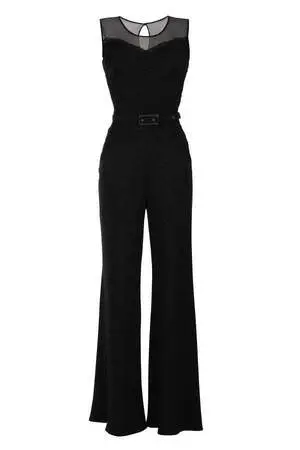 LUNA FASHION HOUSE Jody Lace Jumpsuit With Wide Leg - Black