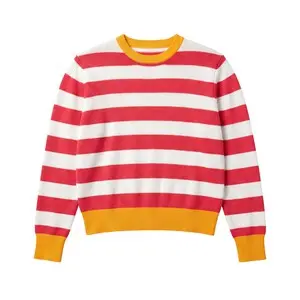 BRODIE CASHMERE Mesh Stripe Crew - Orange