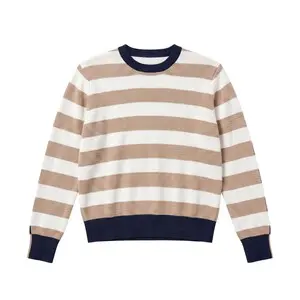 BRODIE CASHMERE Mesh Stripe Crew
