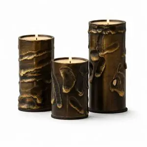 MARLETH Modern Brass Candle Holder Set - Brown