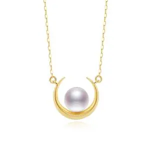 OHARA PEARL 18k Gold Akoya Pearl Moon Motif Necklace