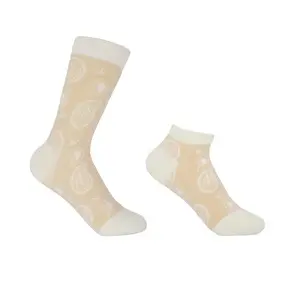 PEPER HAROW - MADE IN ENGLAND Neutrals Paisley Luxury Crew & Trainer Women’s Socks Bundle - Beige