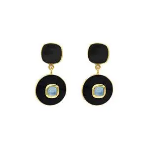 MARCIA MORAN Gold / Black Inelda Earrings Black And Tanzanite - Gold/black