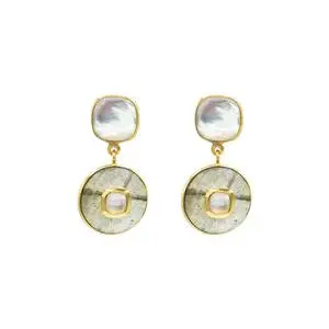 MARCIA MORAN Inelda Earrings Labradorite And Mother Of Pearl - Grey