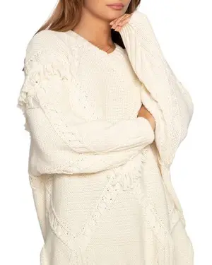 BELLE & BLOOM Tassel Line Fringe Oversized Sweater