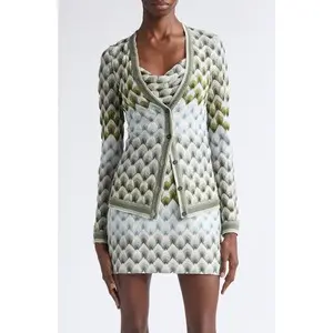 Missoni Metallic Jacquard Knit Cardigan - Green Multi