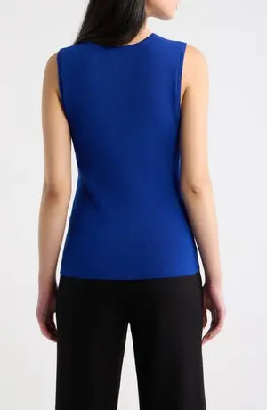 TAHARI ASL Ribbed V-neck Sleeveless Sweater Tank