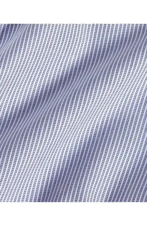 David Donahue Trim Fit Stripe Stretch Cotton Twill Dress Shirt - Navy/white