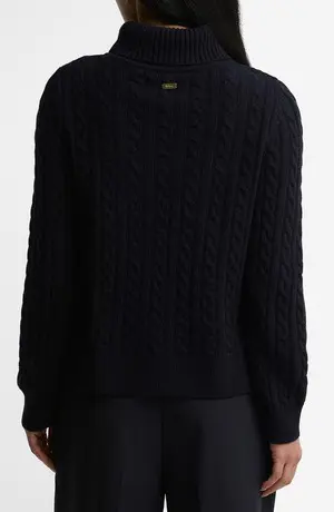 Barbour Ambleside Cable Knit Turtleneck Sweater - Navy
