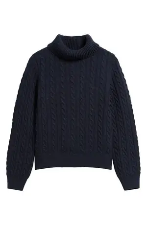 Barbour Ambleside Cable Knit Turtleneck Sweater - Navy