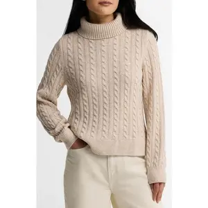 Barbour Ambleside Cable Knit Turtleneck Sweater Oatmeal