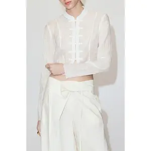 Mango Semi-sheer Textured Cropped Top