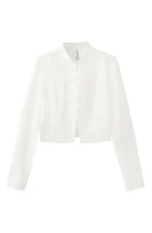 Mango Semi-sheer Textured Cropped Top