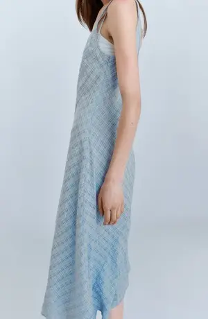 Mango Checked Asymmetrical Midi Dress