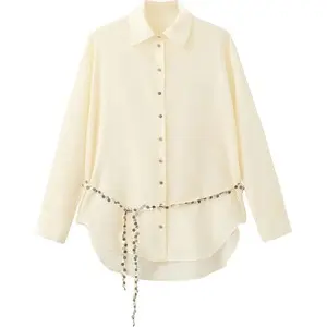 Mango Semi-sheer Beaded Cotton & Silk Shirt