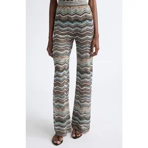 Missoni Zigzag Sequin Knit Wide Leg Pants - Black Multi