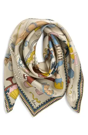 Echo The Banquet Series Square Silk Scarf - Pebble
