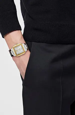 Versace Greca Edge Two-tone Leather Strap Watch