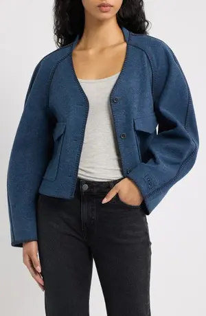 UGG Rina Button-up Top With Contrasting Stitching - Indigo Heather