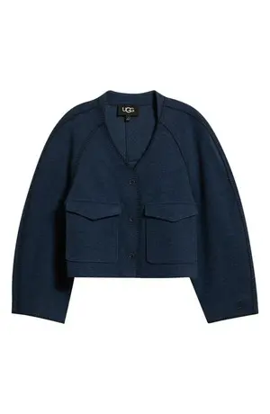 UGG Rina Button-up Top With Contrasting Stitching - Indigo Heather
