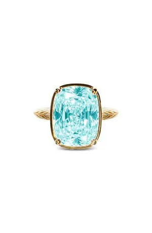 Sterling Forever Elongated Cushion Statement Ring - Gold/teal