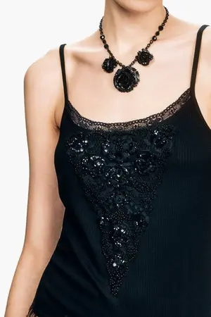 Anna Sui Deco Tees Camisole - Black