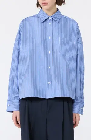 Max Mara Striped Cotton Shirt Cornflower
