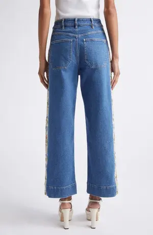 Cinq À Sept Zoe Patchwork Wide Leg Jeans
