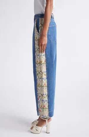 Cinq À Sept Zoe Patchwork Wide Leg Jeans