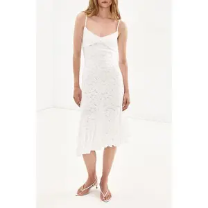 Mango Openwork Embroidered Midi Dress - White