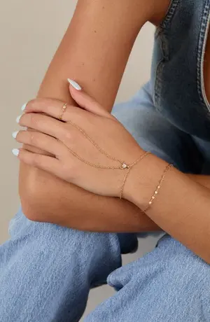 SET & STONES Teagan Hand Chain With Cubic Zirconia In 14k Fill