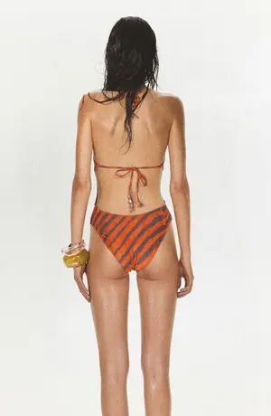 Mango Animal Print Halter One-piece Swimsuit With Side Cutouts