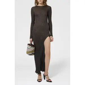 MISSONI Long Sleeve Ribbed Maxi Sweater Dress