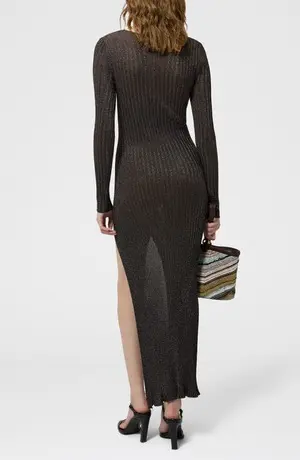 Missoni Long Sleeve Ribbed Maxi Sweater Dress