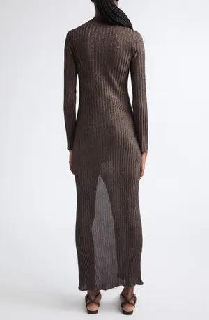 Missoni Ribbed Long Sleeve Maxi Sweater Dress With Front Slit