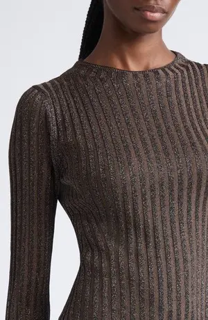 Missoni Ribbed Long Sleeve Maxi Sweater Dress With Front Slit