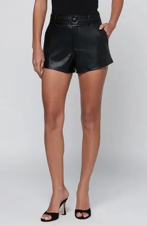L'Agence Virelle Braided High Waist Faux Leather Shorts