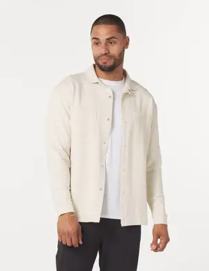 GLYDER Trek Button Front Shirt - Oatmilk