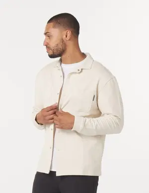GLYDER Trek Button Front Shirt - Oatmilk