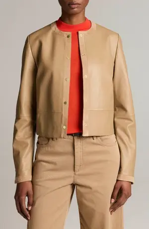 Vince Cropped Leather Jacket