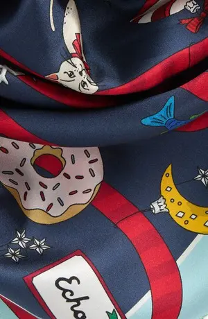 Echo Ornament Collection Silk Square Scarf - Navy