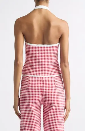 Posse Micah Halter Top In Checks - Red Gingham