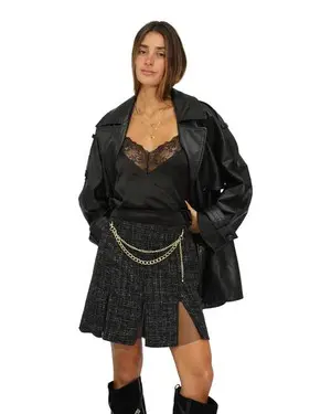 BELLE & BLOOM Set Me Free Tweed Skirt - Black