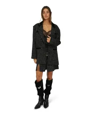 BELLE & BLOOM Set Me Free Tweed Skirt - Black